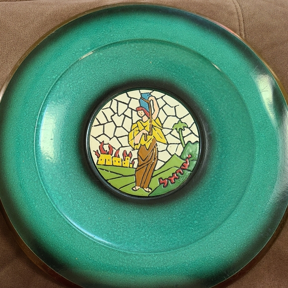 Accents | Vintage Mosaic Enamel Brass Wall Hanging Plate Made In Israel ...